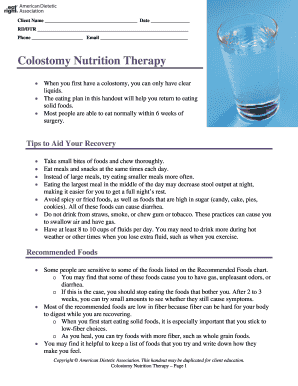 Fillable Online Colostomy Nutrition Therapy Fax Email Print - pdfFiller
