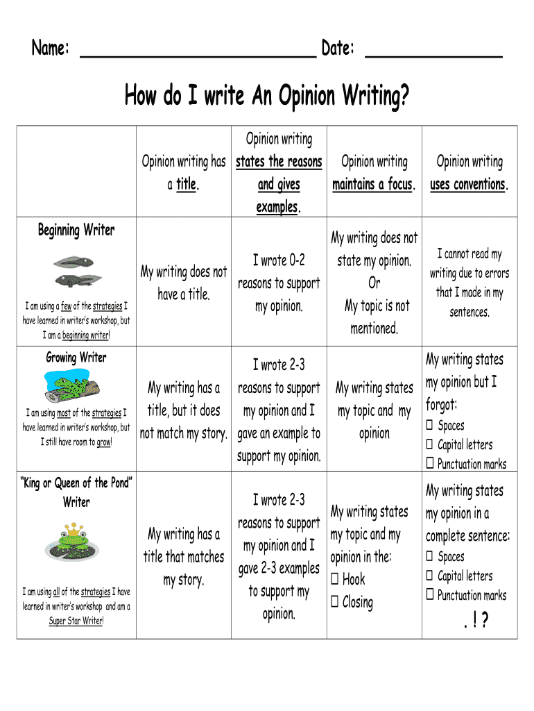 Fillable Online Download Opinion Writing Rubric Fax Email Print - pdfFiller