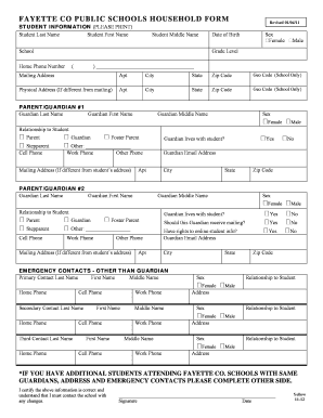 Fillable Online FAYETTE CO PUBLIC SCHOOLS HOUSEHOLD FORM Fax Email Print - pdfFiller