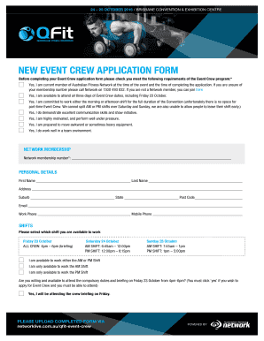 Fillable Online NEW EVENT bCREW APPLICATIONb FORM Fax Email Print ...