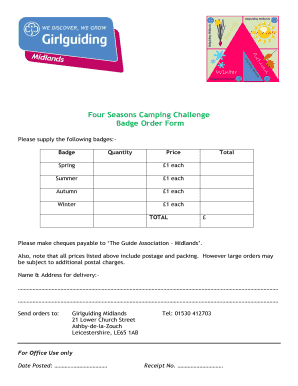 Fillable Online girlguiding-midlands org Four Seasons Camping Challenge ...