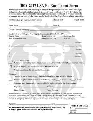 Fillable Online LSA Re-Enrollment Form Fax Email Print - pdfFiller
