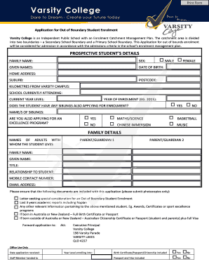 Fillable Online varsitycollege eq edu New OOB Form Fax Email Print ...