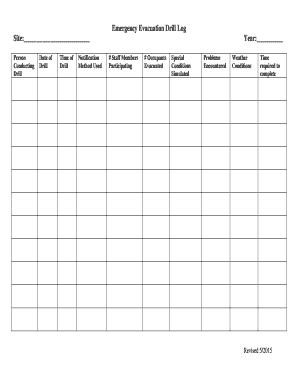 Fillable Online nesdhs Emergency Evacuation Drill Log Site Year - Head ...