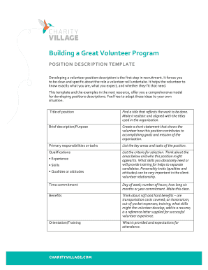 Fillable Online volunteermbc Building a Great Volunteer Program ...