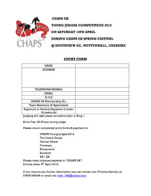 Fillable Online CHAPS UK young judges entry form Fax Email Print ...