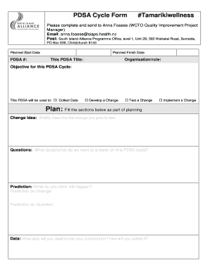 Fillable Online sialliance health PDSA Cycle Form Tamarikiwellness ...