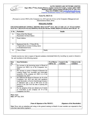 Fillable Online Form No. MGT-12 POLLING PAPER - Satin Creditcare ...