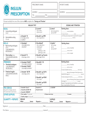 Fillable Online INSULIN PRESCRIPTION - Niagara Health System Fax Email ...