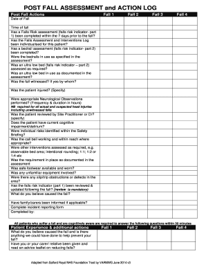 Fillable Online POST FALL ASSESSMENT and ACTION LOG Fax Email Print ...