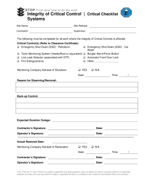 Fillable Online posttraining VER.P005-08-15-Integrity of Critical ...