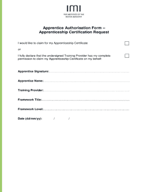 Fillable Online Apprentice Authorisation Form Apprenticeship ...