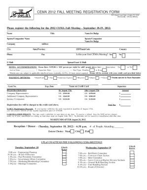 Fillable Online Reg Form CEMA Fall Meeting - cemanetorg Fax Email Print ...