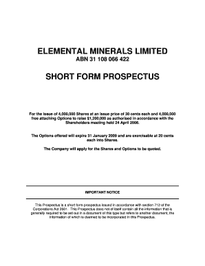 Fillable Online Prospectus Short Form April v2doc Fax Email Print ...