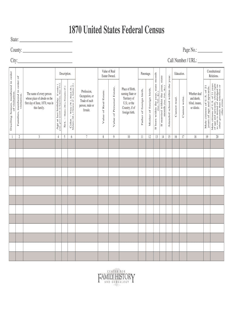 Fillable Online census byu B1870b Blank Census bFormb - US Census ...