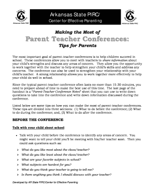 Fillable Online Making The Most Of Parent Teacher Conferences - Center ...