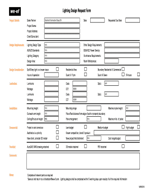 Fillable Online weef Lighting Design Request Form - WE-EF - weef Fax ...