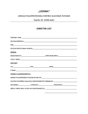 Fillable Online ANKETNI LIST Fax Email Print - pdfFiller