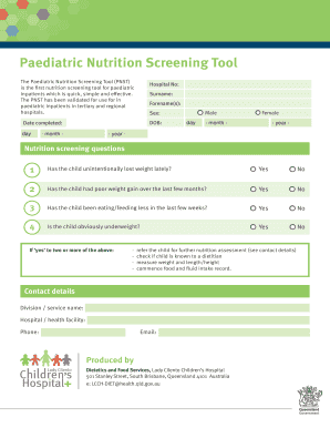 Fillable Online Paediatric Nutrition Screening Tool - Children's Health ...