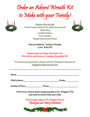 Fillable Online saintbridget V2 Advent Wreath Order Form ...