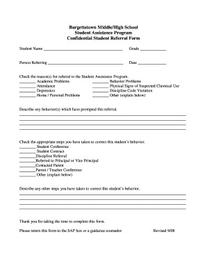 Fillable Online burgettstown k12 pa SAP Referral Form - Burgettstown ...