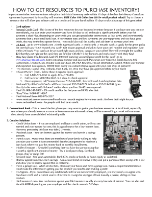 Fillable Online HOW TO GET RESOURCES TO PURCHASE INVENTORY Fax Email ...