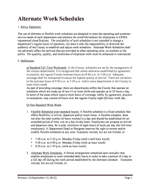 Fillable Online The use of alternate or flexible work schedules are ...