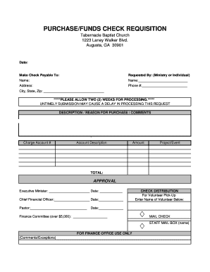 Fillable Online tbcaugusta PURCHASEFUNDS CHECK REQUISITION - btbcaugustabborgb Fax Email Print ...