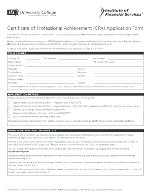 Fillable Online Certificate of Professional Achievement CPA Application ...