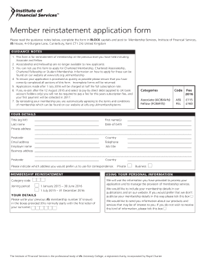 Fillable Online Member reinstatement application form Fax Email Print - pdfFiller