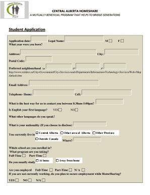 Fillable Online fsca Student Application - Family Services of Central Alberta Fax Email Print ...