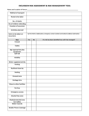 Fillable Online coffsfdc org EXCURSION RISK ASSESSMENT amp RISK ...