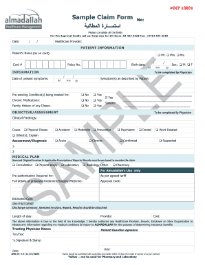 Fillable Online almadallah Sample Claim Form No Fax Email Print - pdfFiller