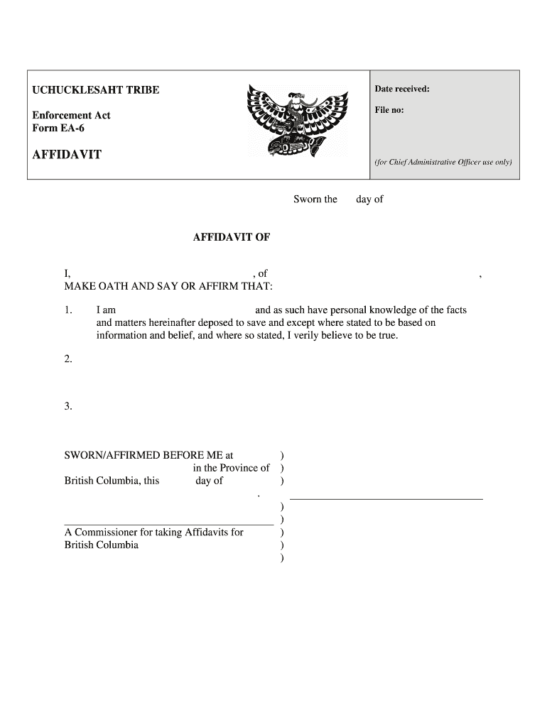 Fillable Online uchucklesaht AFFIDAVIT for Chief Administrative Officer ...