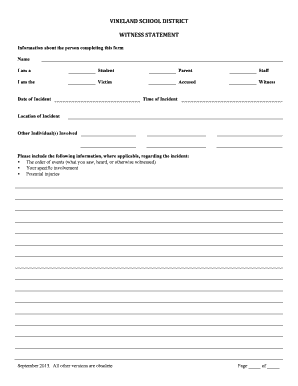 Fillable Online vineland k12 ca VINELAND SCHOOL DISTRICT WITNESS ...