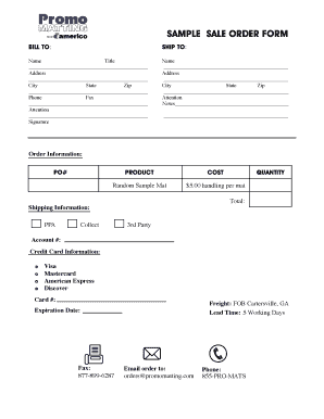 Fillable Online Sample Sale Form - Promo Matting Fax Email Print ...