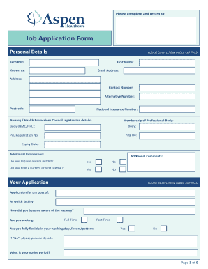 Fillable Online Download application form - Aspen Careers Fax Email ...