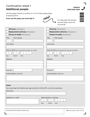 Fillable Online Form LPC - Continuation sheets Fax Email Print - pdfFiller