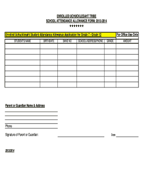 Fillable Online uchucklesaht School Attendance & Allowance Form ...