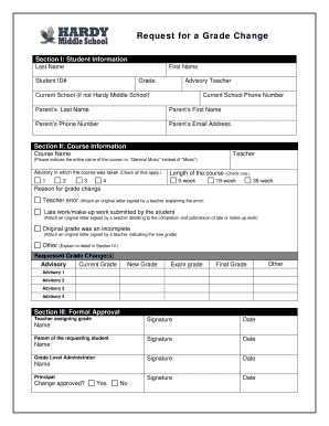 Fillable Online hardyms Request for a Grade Change.pdf - Hardy Middle ...