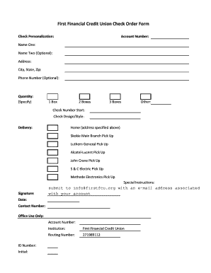 Fillable Online firstfcu First Financial Credit Union Check Order Form ...