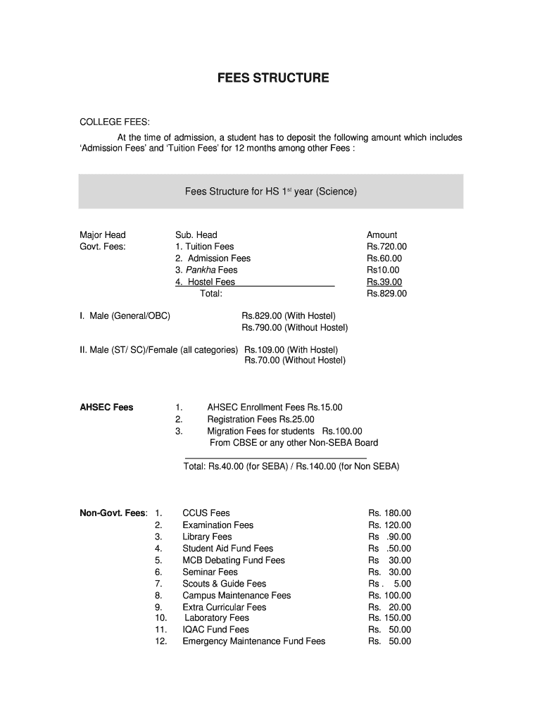 Fillable Online FEES STRUCTURE Fax Email Print - pdfFiller