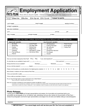 Fillable Online Employment Application - Pats Peak Fax Email Print ...