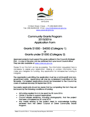 Fillable Online cleve sa gov Community Grants Program 20152016 ...