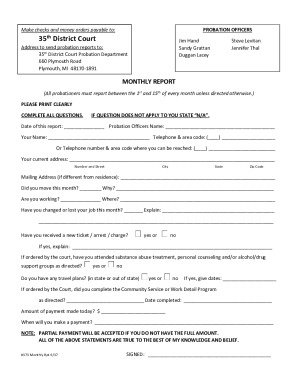 Fillable Online Probation Report Template - Fill Out and Sign Printable ...
