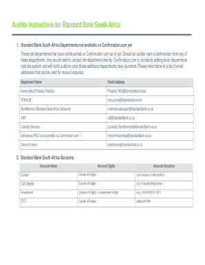 Fillable Online Auditor Instructions for Standard Bank South Africa Fax ...