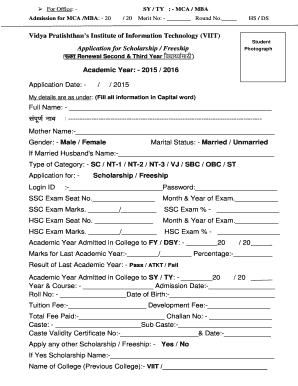 Fillable Online viitindia Renewal II & III Year e-Scholarship ...