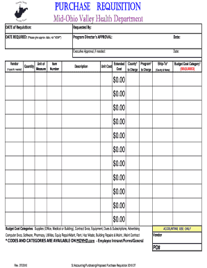 Fillable Online PURCHASE REQUISITION Mid-Ohio Valley Health Department ...