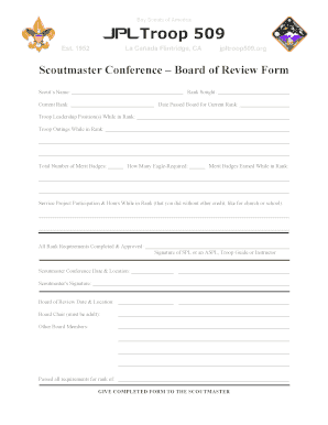Fillable Online jpltroop509 Scoutmaster Conference - Board of Review ...