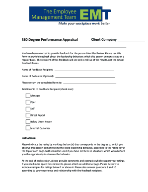 Fillable Online 360 Degree Performance Client Appraisal Company Fax ...